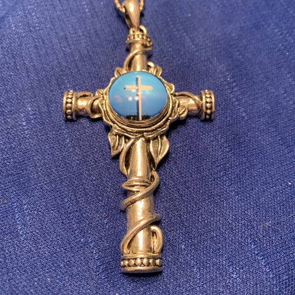 Jewelry | Silver Ornate Large Cross Necklace Snap Jewelry | Poshmark